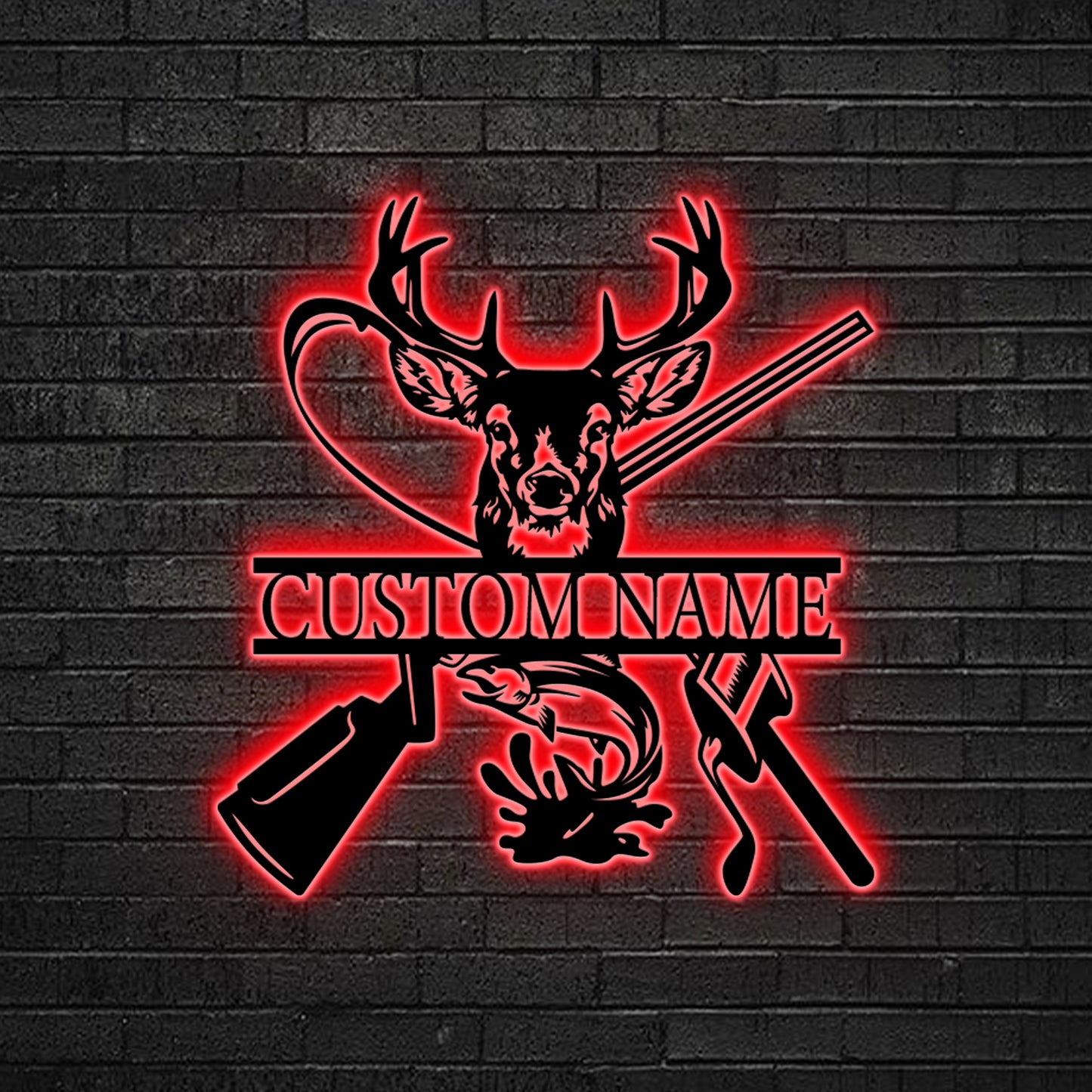 Custom Metal Deer Hunting Fishing Sign Led Lights, Custom Hunter Metal ...