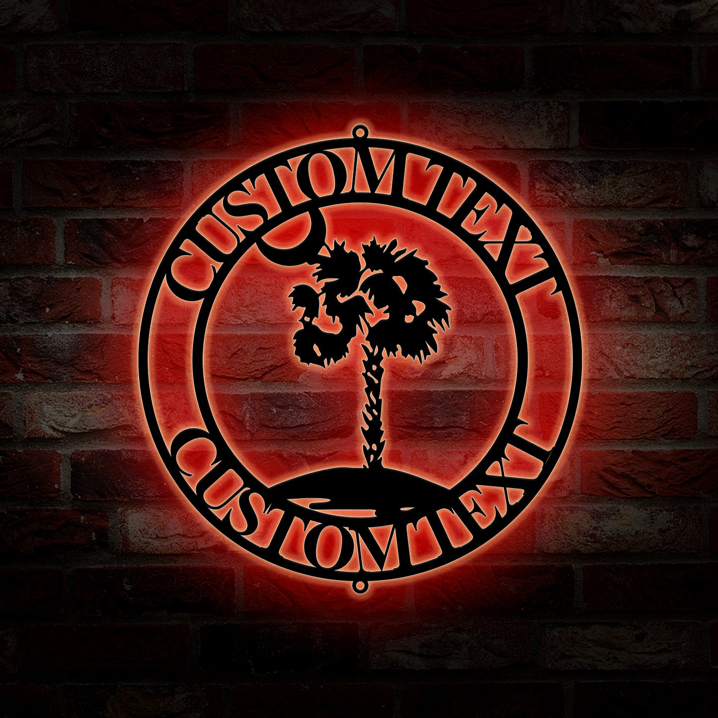 Custom Palmetto Tree And Moon Metal Sign With Led Lights, South Caroli ...