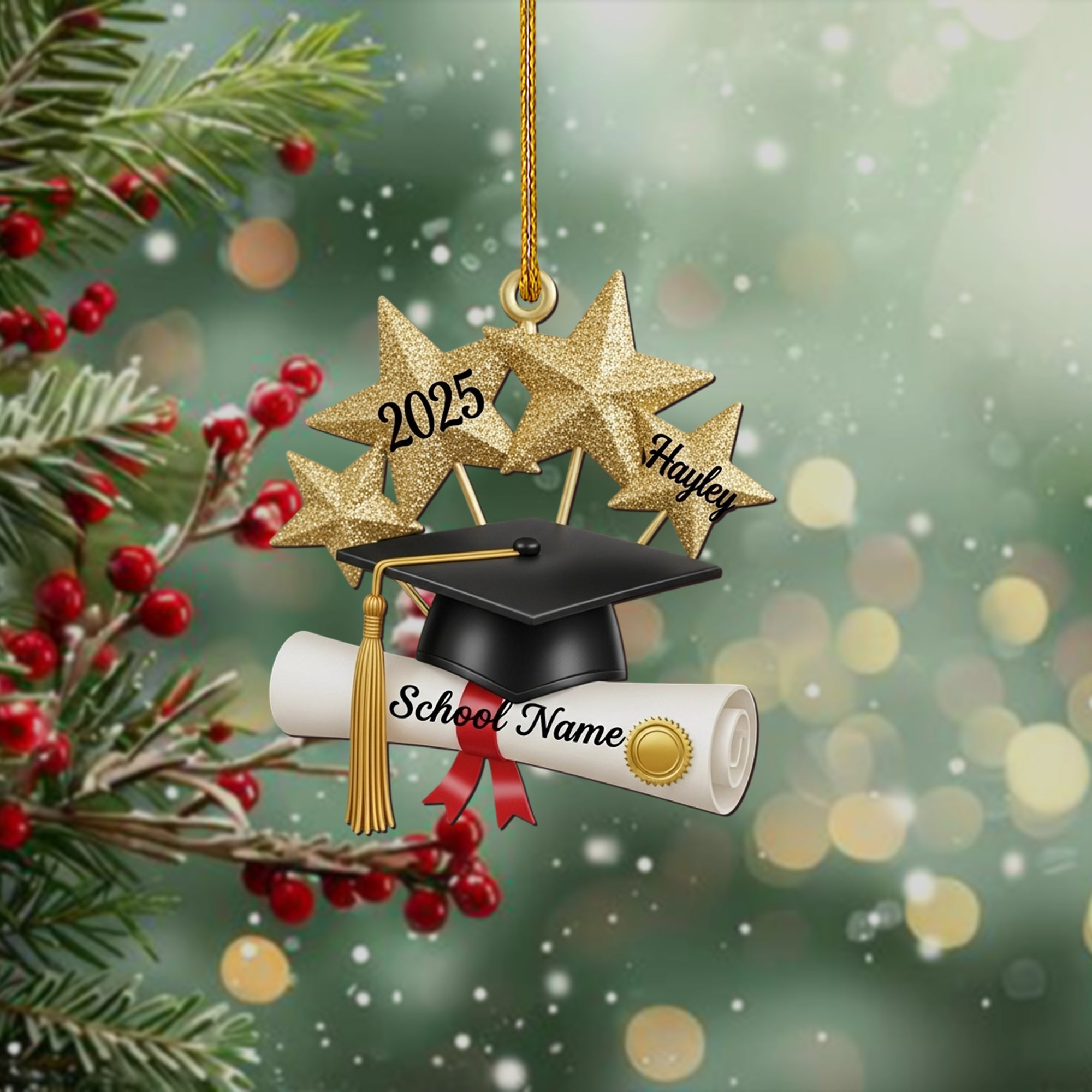Personalized Acrylic Graduation Ornament 2025, Custom Stars, Cap & Dip ...