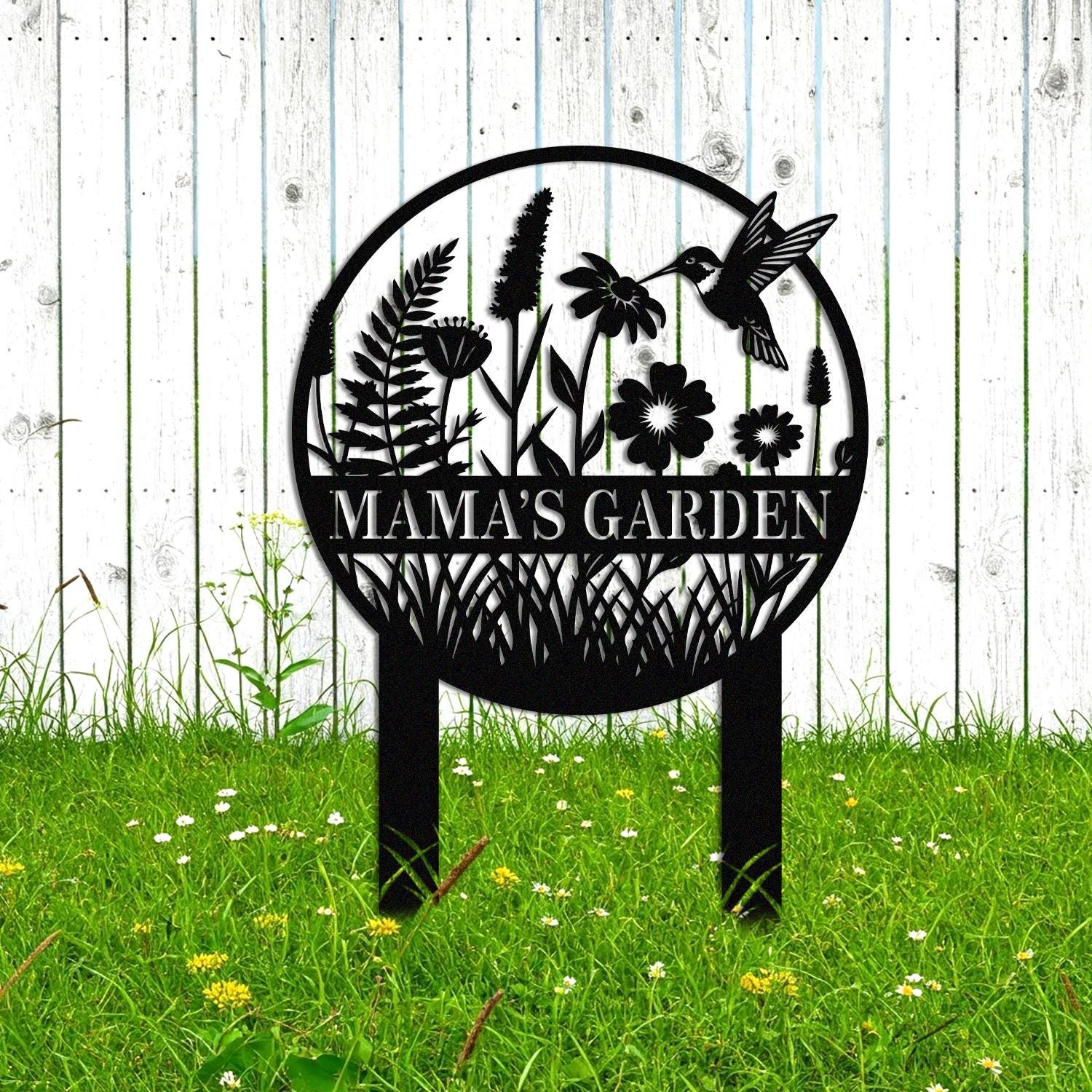 Custom Hummingbird Garden Sign, Garden Name Stake Outdoor, Hummingbird ...