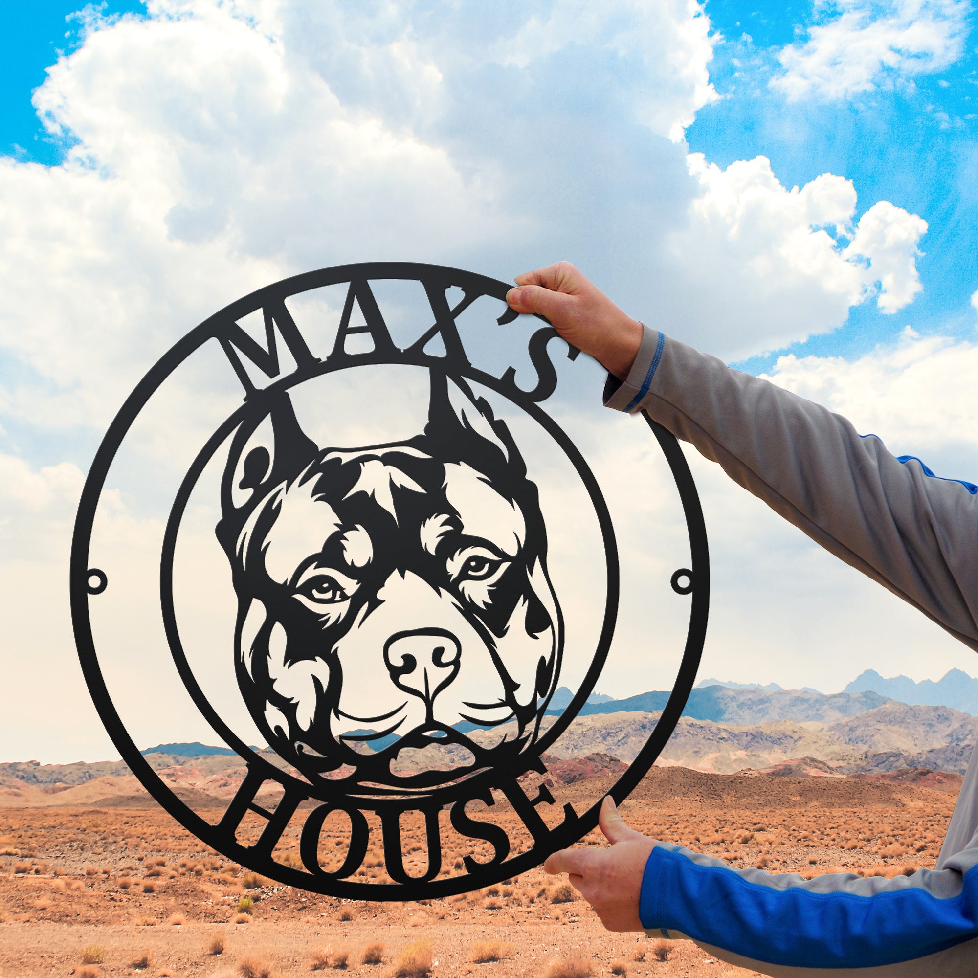 Custom Pitbull Monogram Metal Sign, Pitbull Dog Metal Name Sign, Perso ...