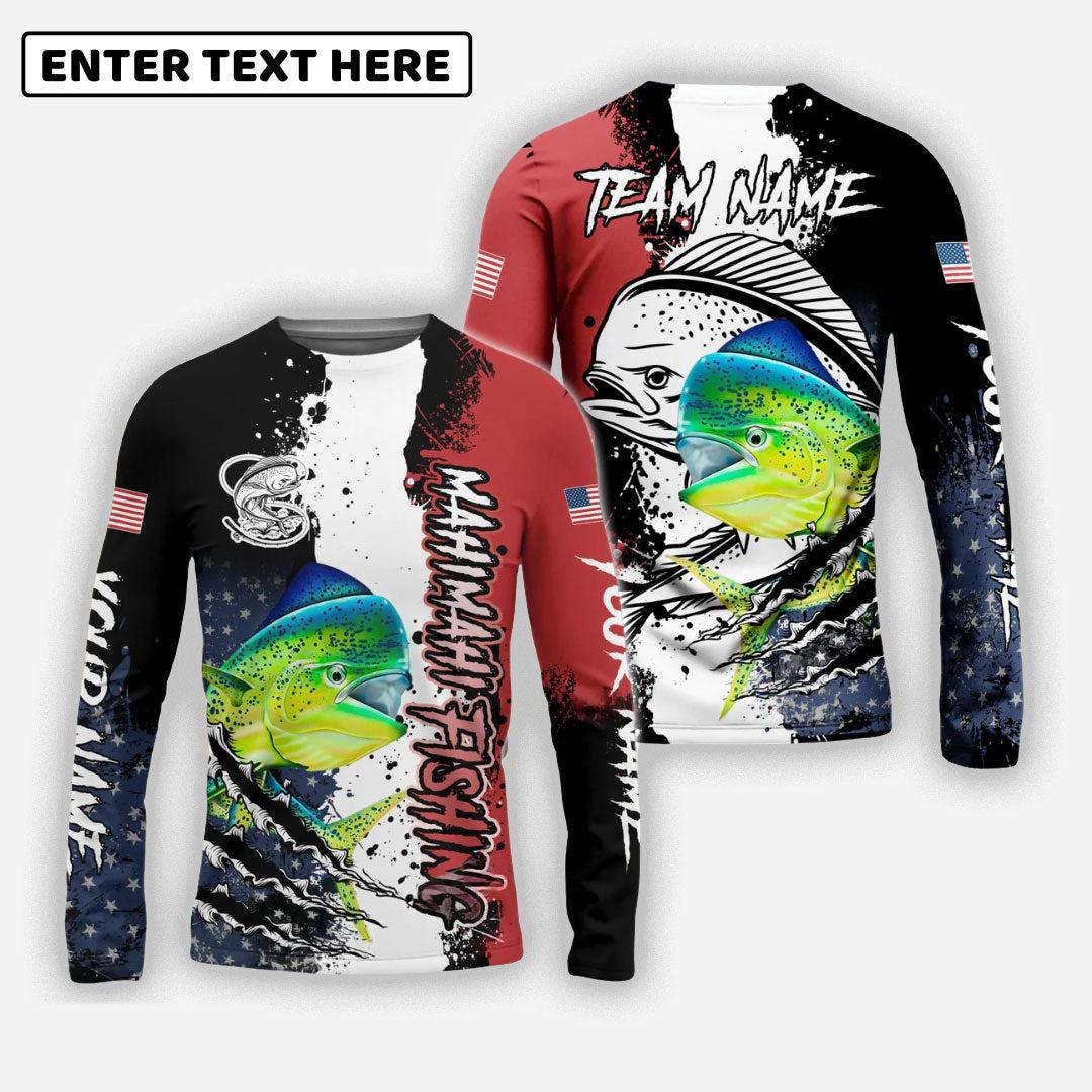 Mahi Mahi Fishing Paint Scratch American Flag Scratch Sport Custom Nam ...