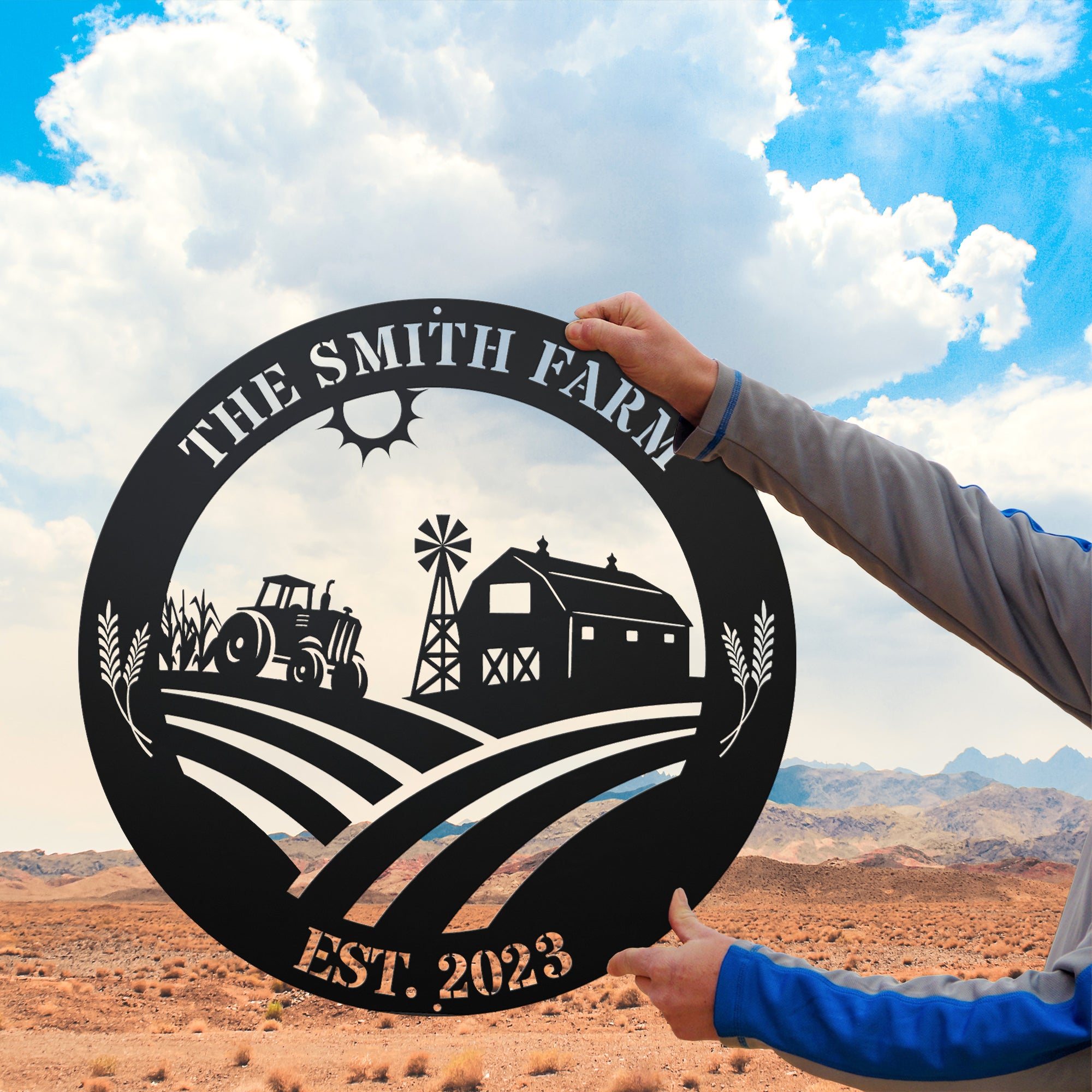 Personalized Name Farmhouse Metal Sign, Custom Farmland Metal Wall Art ...