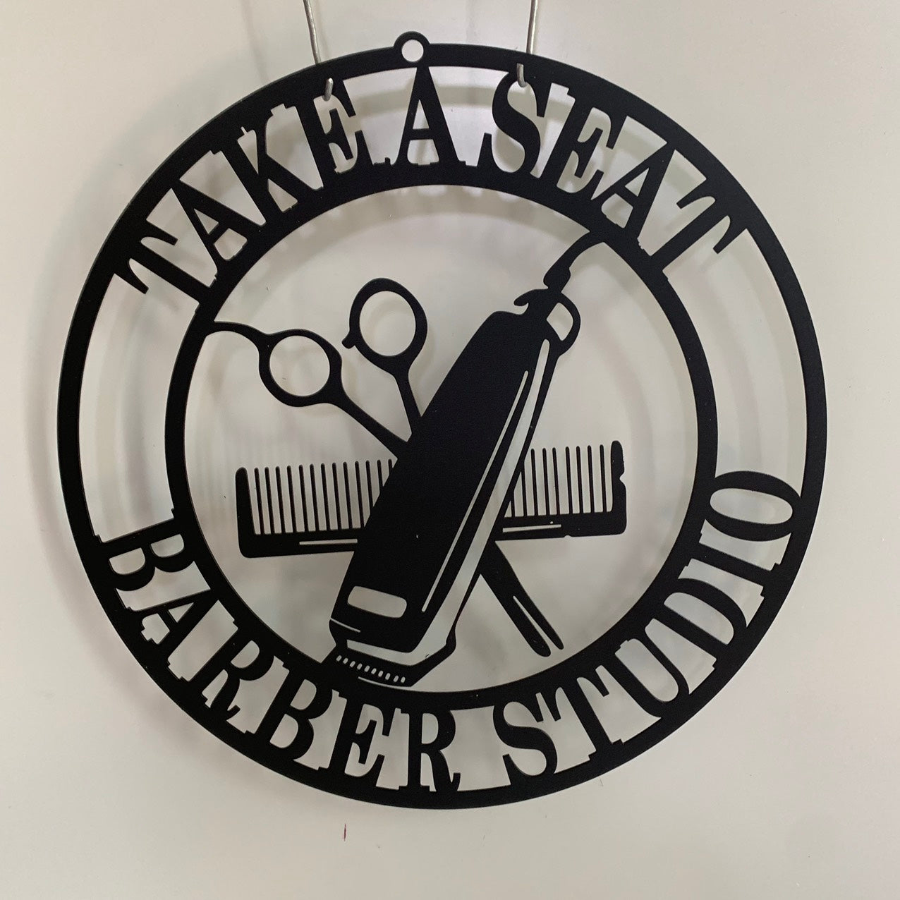 Custom Barber Shop Metal Wall Art, Personalized Barber Studio Metal Si ...