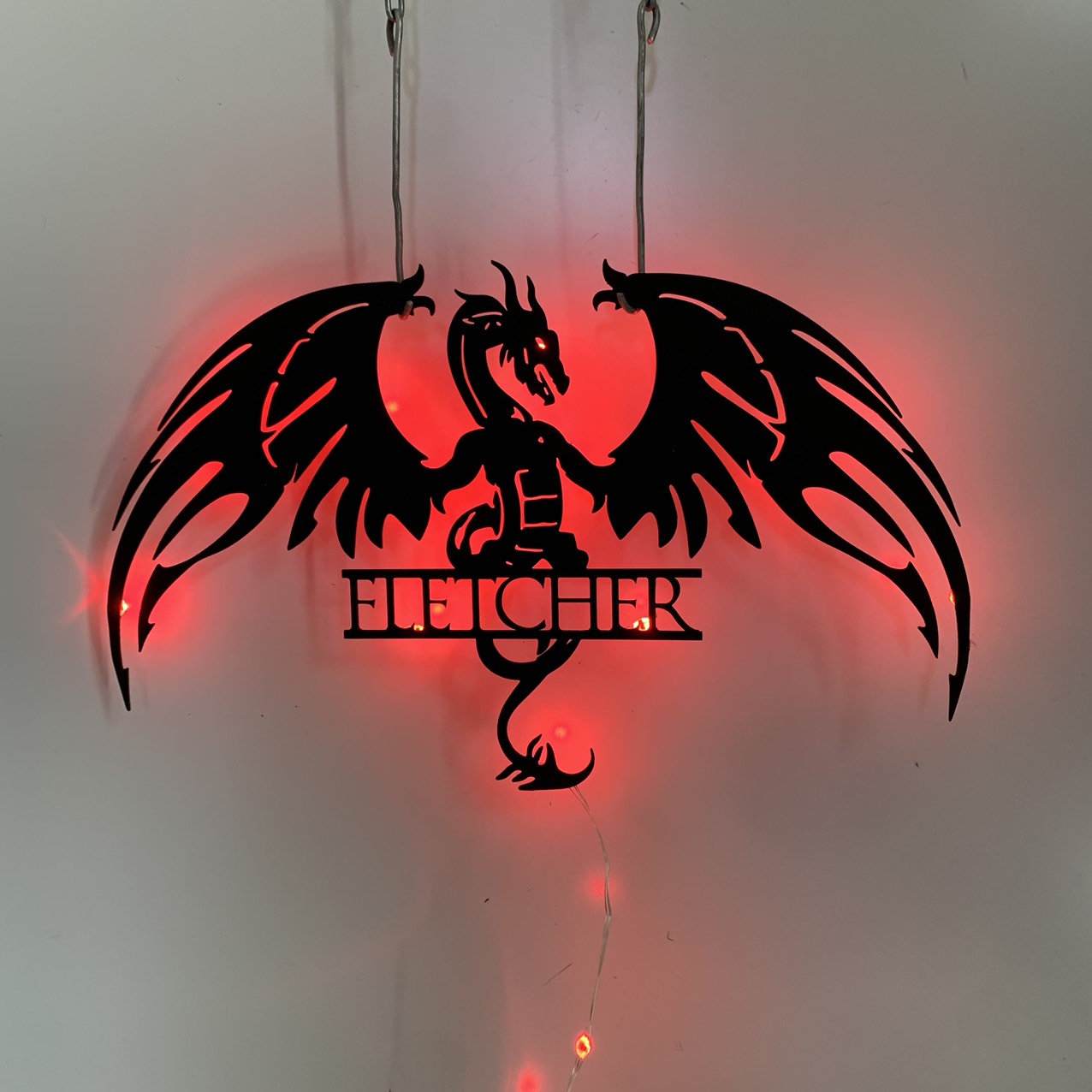 Custom Dragon Metal Sign With Led Lights, Dragon Name Metal Art, Drago ...